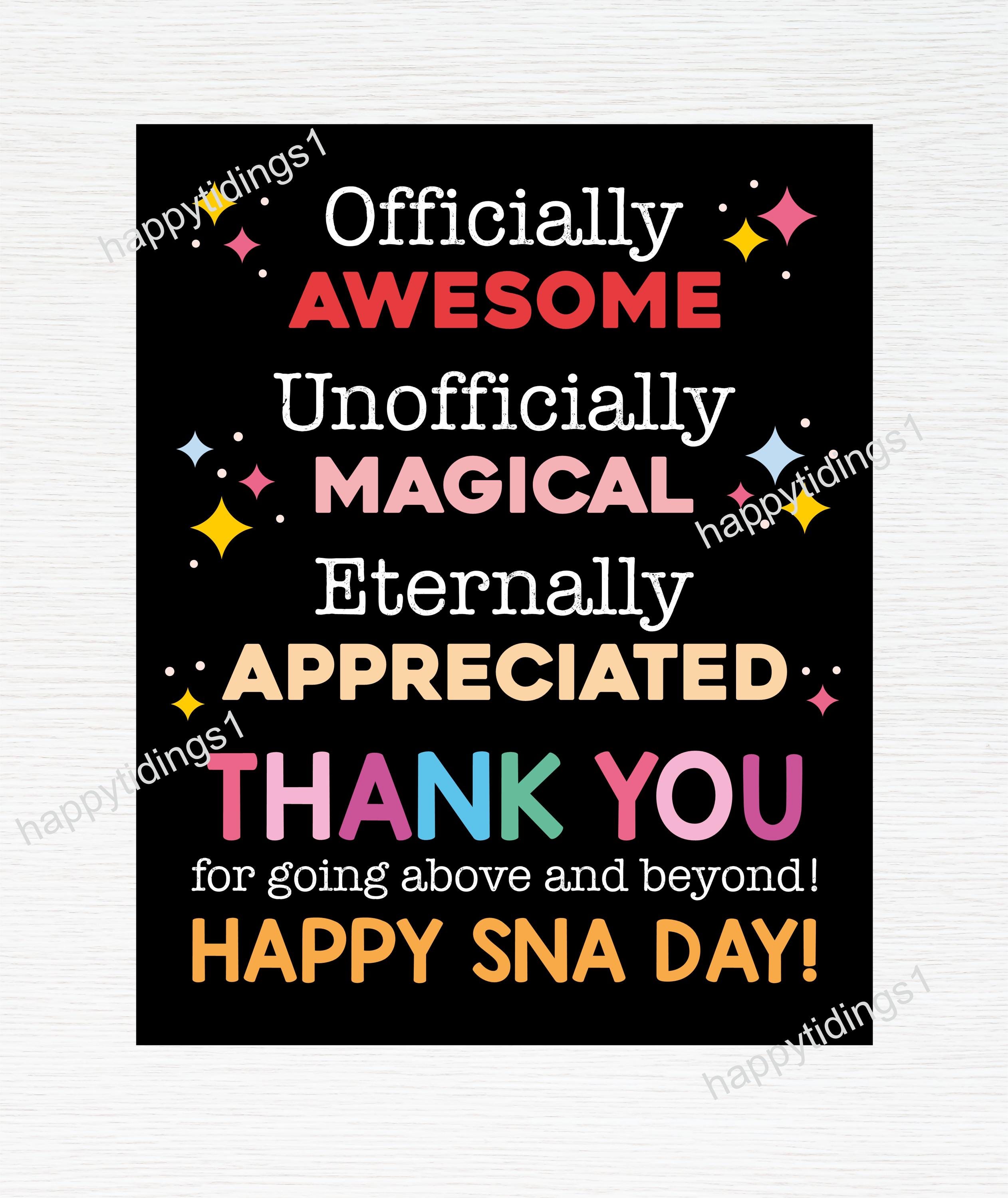 SNA Day Appreciation Sign Printable / SNA Day Poster / Special Needs ...