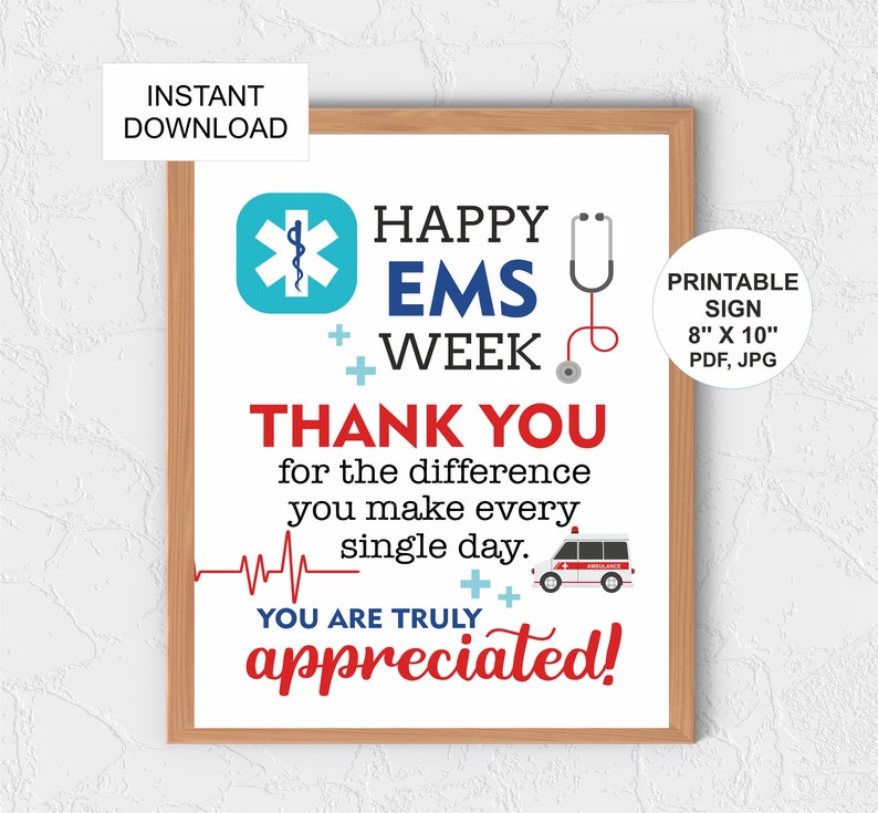 EMS Week Sign Printable / Ems Week Poster / Ems Week Flyer / Ems ...