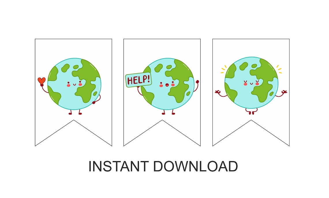 Earth Day Banner Printable / Happy Earth Day Sign / Earth Day Printable ...