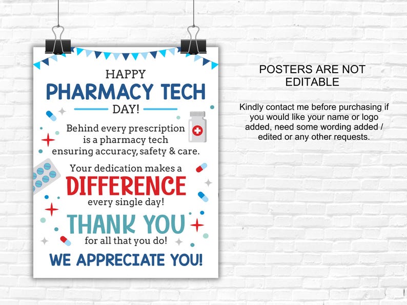 BIG Pharmacy Tech Day Sign Printable / Pharmacy Technician Day Poster ...
