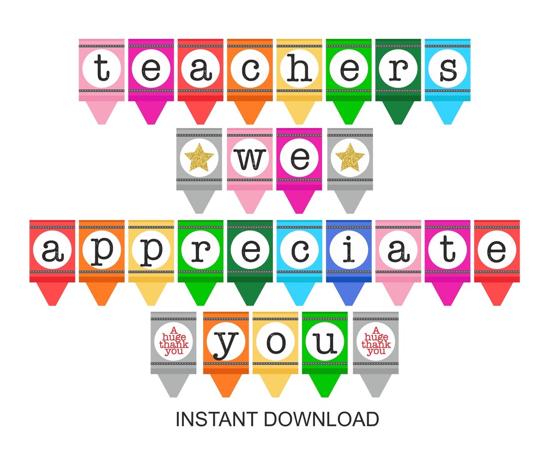 Teacher Appreciation Day Banner Printable / Teacher Appreciation Week ...
