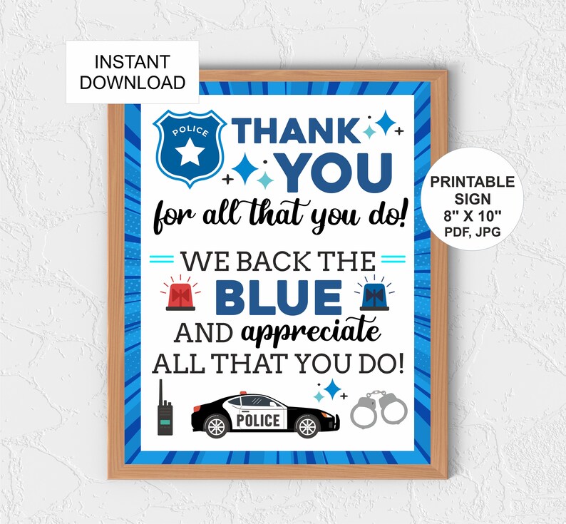Police Appreciation Sign Printable / Police Thank You Sign / - Etsy