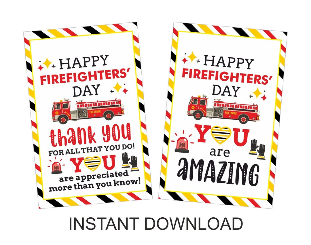 Firefighter Day Gift Tags Printable / Firefighter Appreciation Tags ...