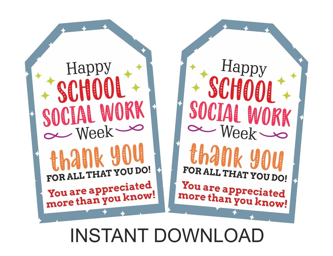 School Social Work Week Tag Printable / School Social Worker Gift Tag ...