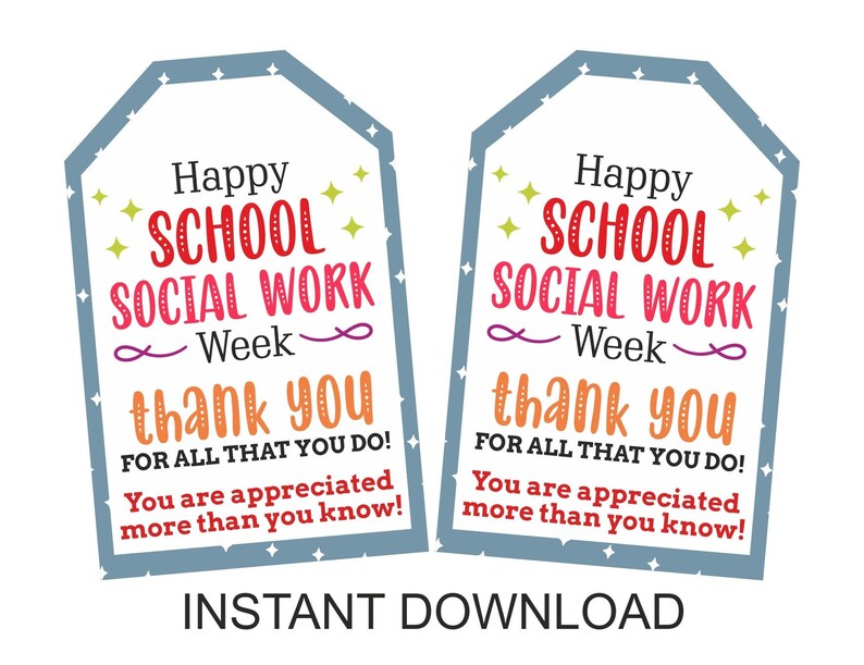 School Social Work Week Tag Printable / School Social Worker Gift Tag ...