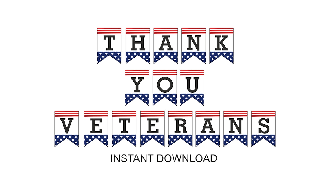 Thank You Veterans Banner Printable / Veterans Day Banner / - Etsy