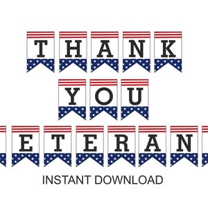 Thank You Veterans Banner Printable / Veterans Day Banner / Veterans ...