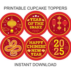 Chinese New Year Cupcake Toppers Printable / Chinese New Year Cupcake ...