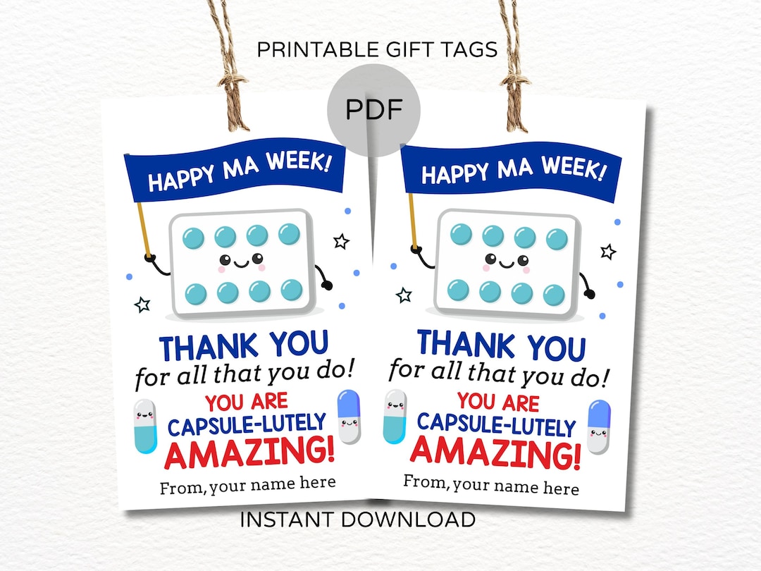 MA Week Gift Tag Printable / Cute Medical Assistant Week Tag / Medical ...
