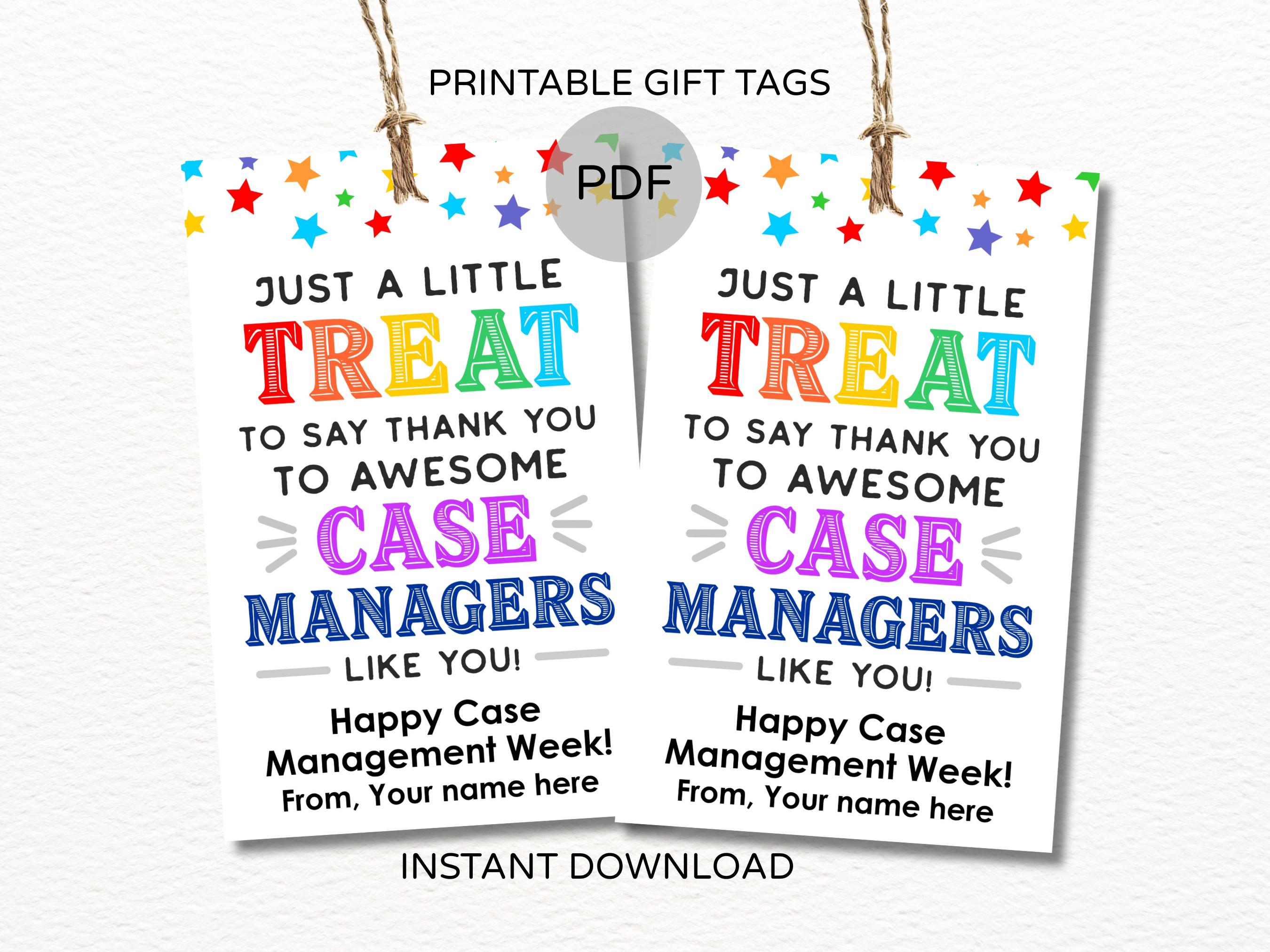 Case Manager Week Treat Tags Printable / Case Manager Gift Tags / Case ...