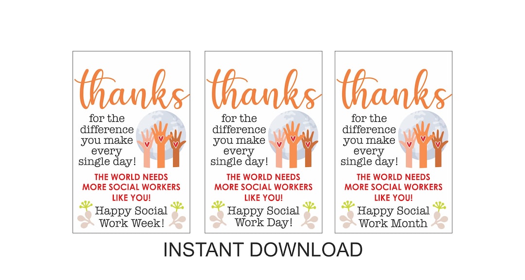 Social Worker Appreciation Tag Printable / Social Work Week Gift Tag ...