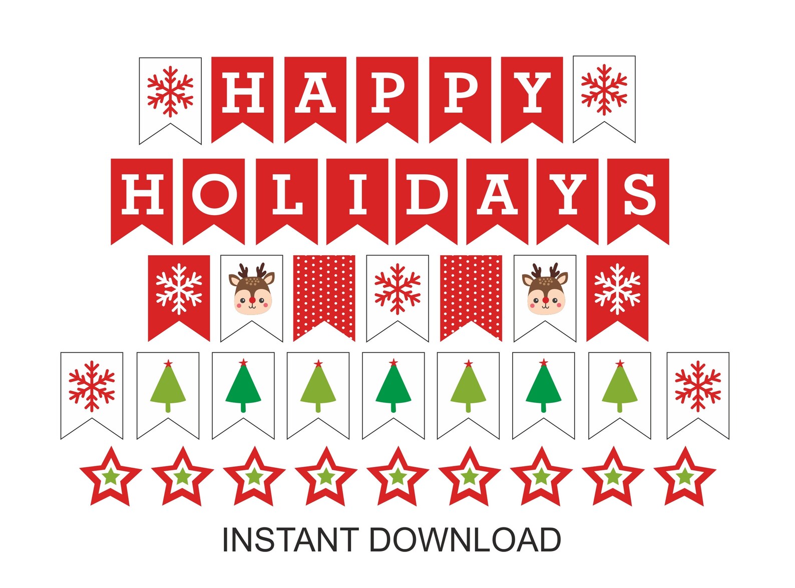 Happy Holidays Banner Printable / Holiday Banner / Happy Holiday Banner ...