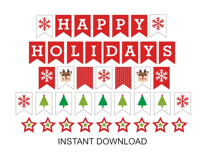 Happy Holidays Banner Printable / Holiday Banner / Happy - Etsy