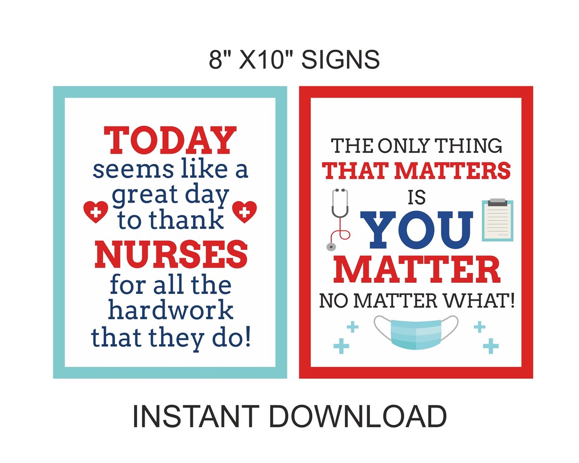 Nurses Week Sign Printable / Nurses Week Decor / 9 Nurse Week Signs ...