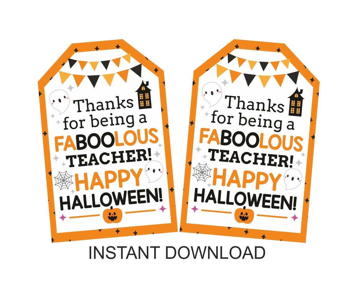 Halloween Teacher Tag Printable / Halloween Tags Teacher / Halloween ...