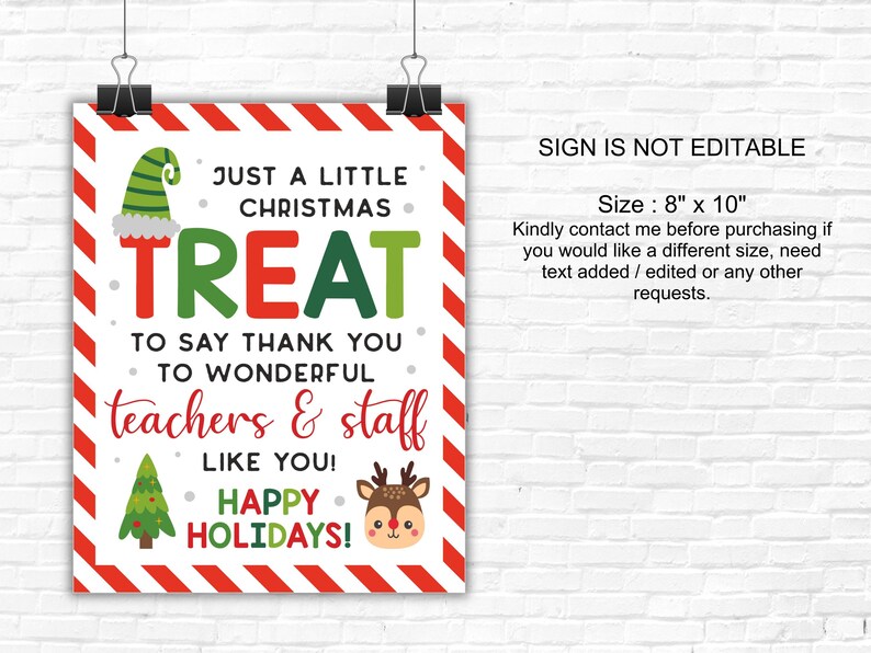 Christmas Teacher Appreciation Sign Printable / Christmas Teacher and ...