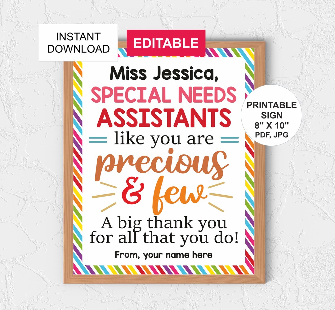 Editable SNA Sign / SNA Appreciation Thank You / SNA Gift / Special ...