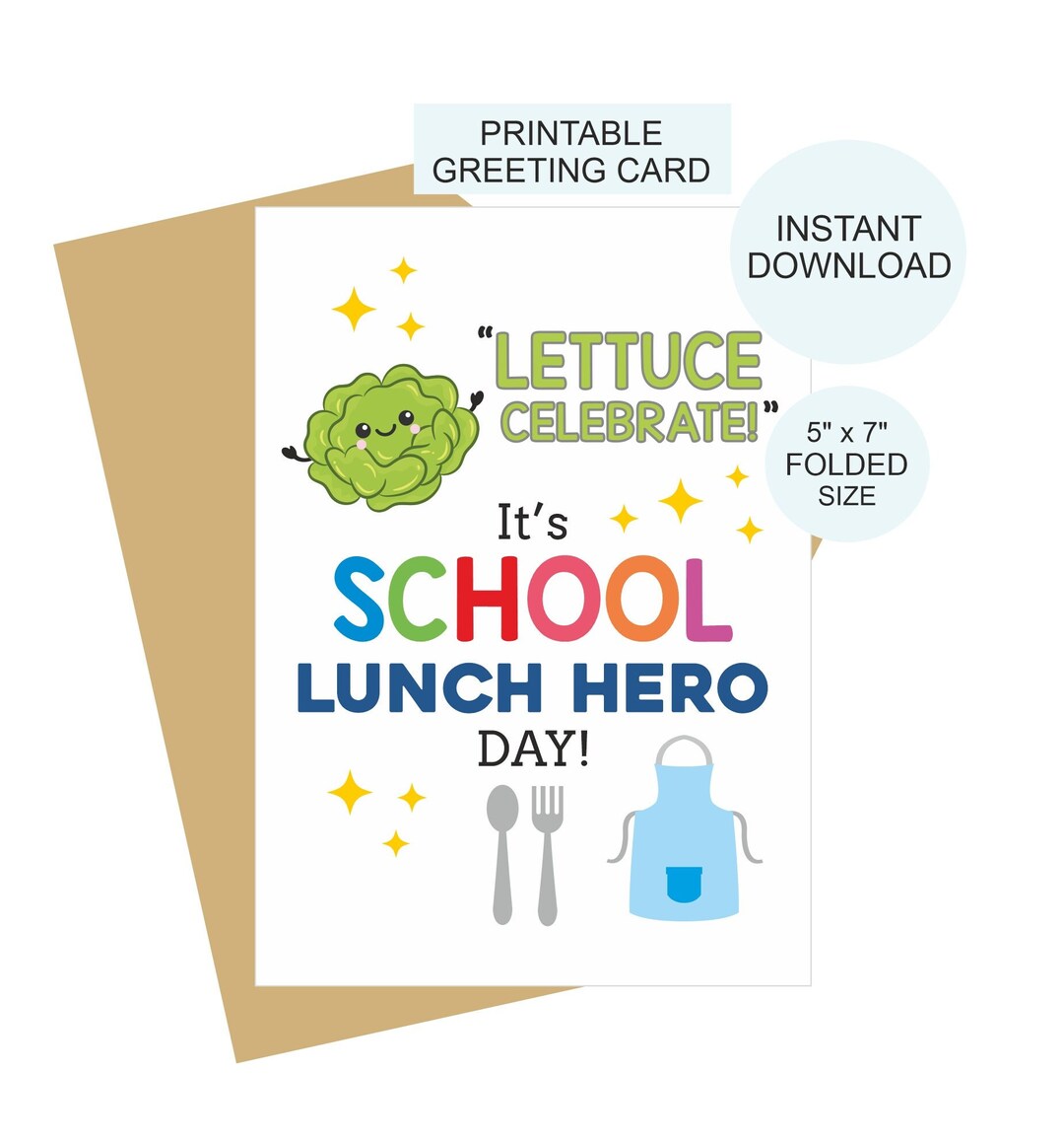 Cute School Lunch Hero Day Card Printable / School Lunch Hero Card ...