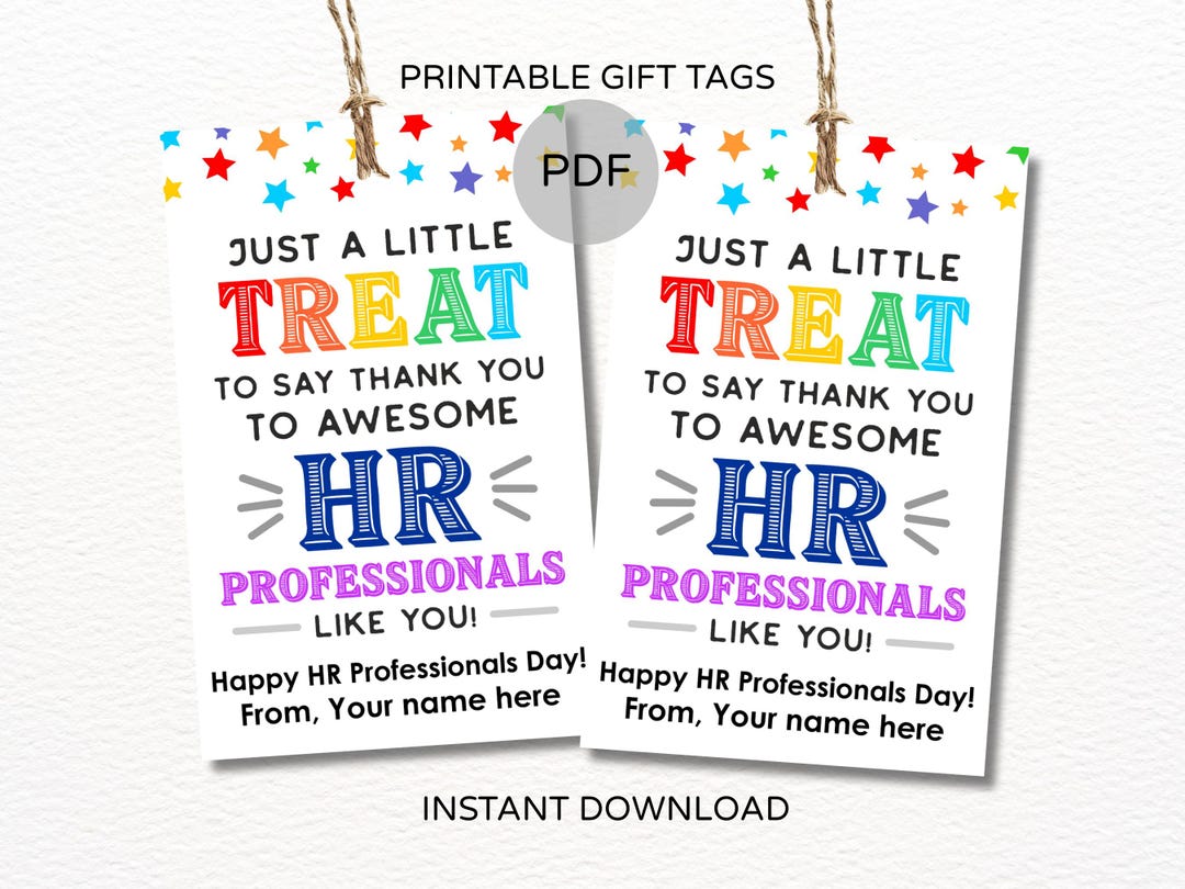 HR Professional Day Treat Tags Printable / HR Gift Tags / HR ...
