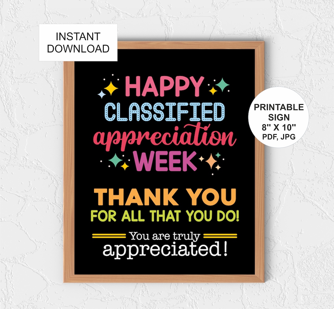 Classified Appreciation Week Sign / Classified Employee Week Sign ...