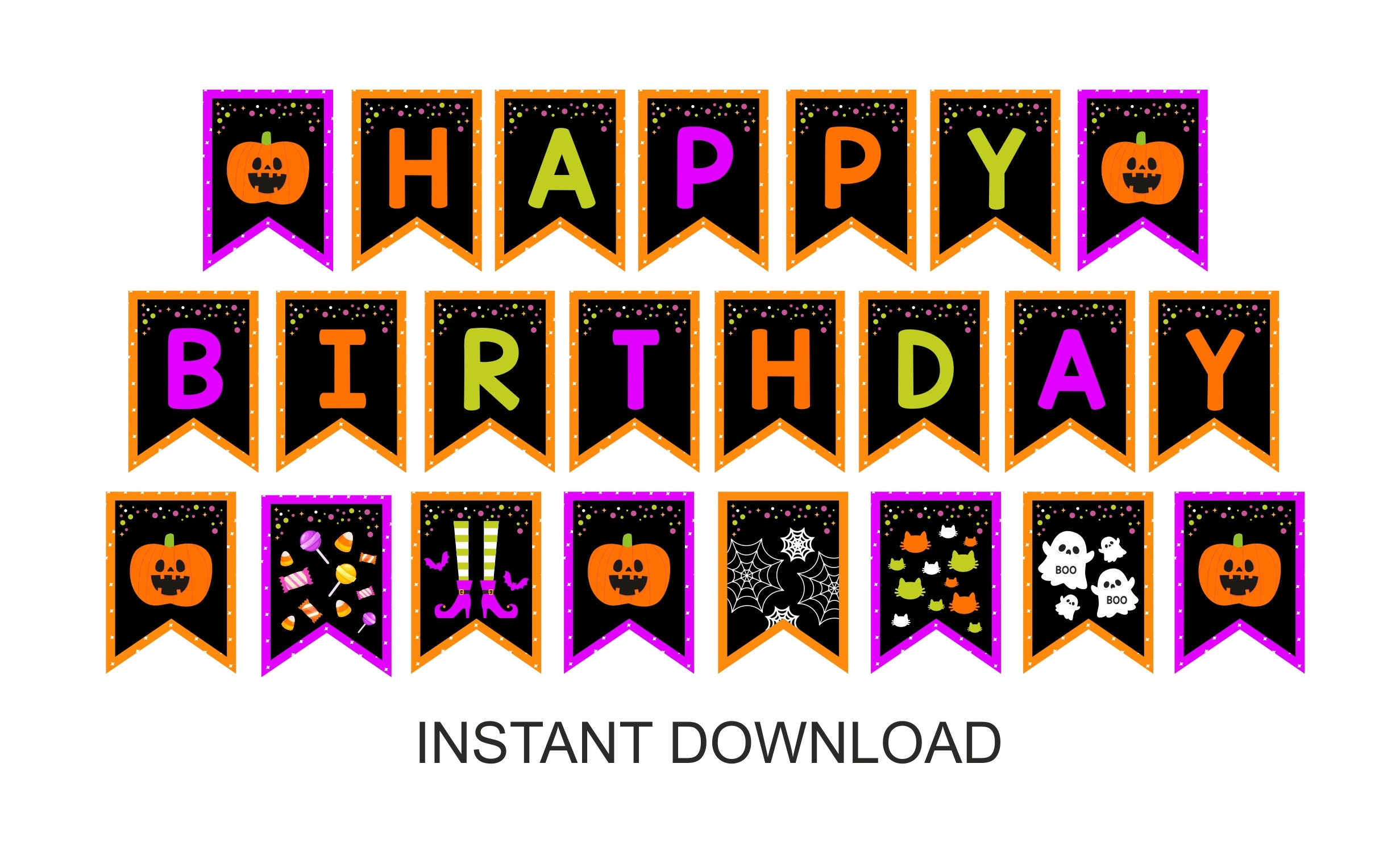 Halloween Birthday Banner Printable / Halloween Birthday Party Banner ...