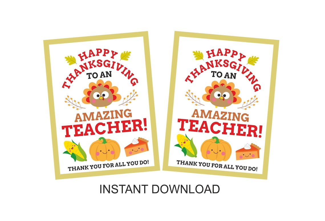 Thanksgiving Teacher Tag Printable / Printable Thanksgiving - Etsy