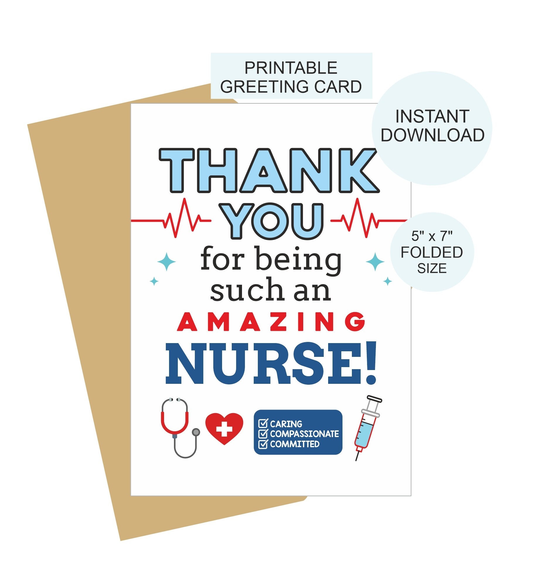 Nurse Thank You Card Printable / Nurse Appreciation Card / Nurse Card ...