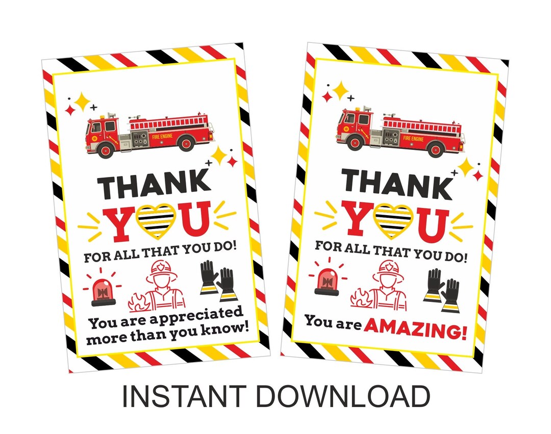 Firefighter Appreciation Tags Printable / Firefighter Gift Tagss ...