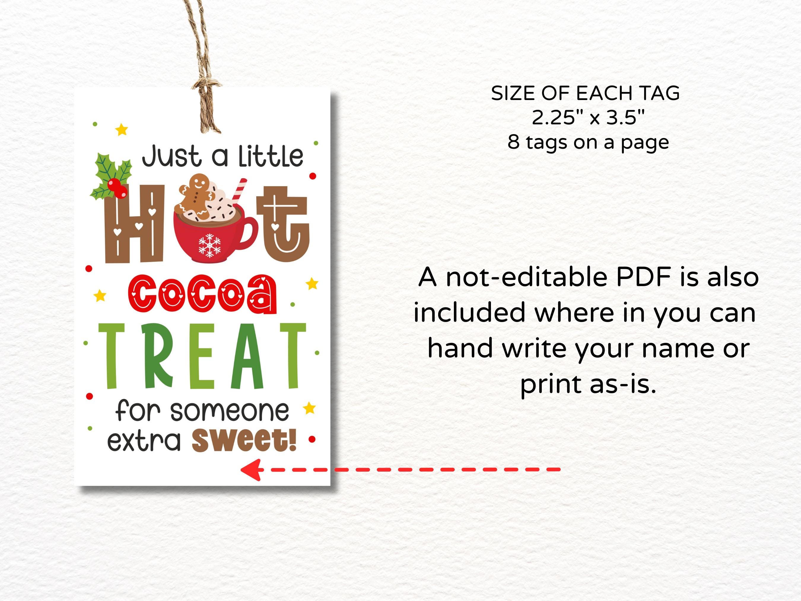 Holiday Hot Chocolate Tag Printable / Christmas Hot Chocolate Tag ...