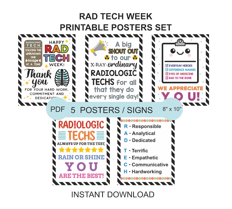 Rad Tech Week Posters Printable / 5 Radiologic Tech Week Signs / Rad ...