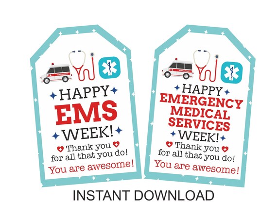 EMS Week Tag Printable / Emergency Medical Services Week Tags - Etsy