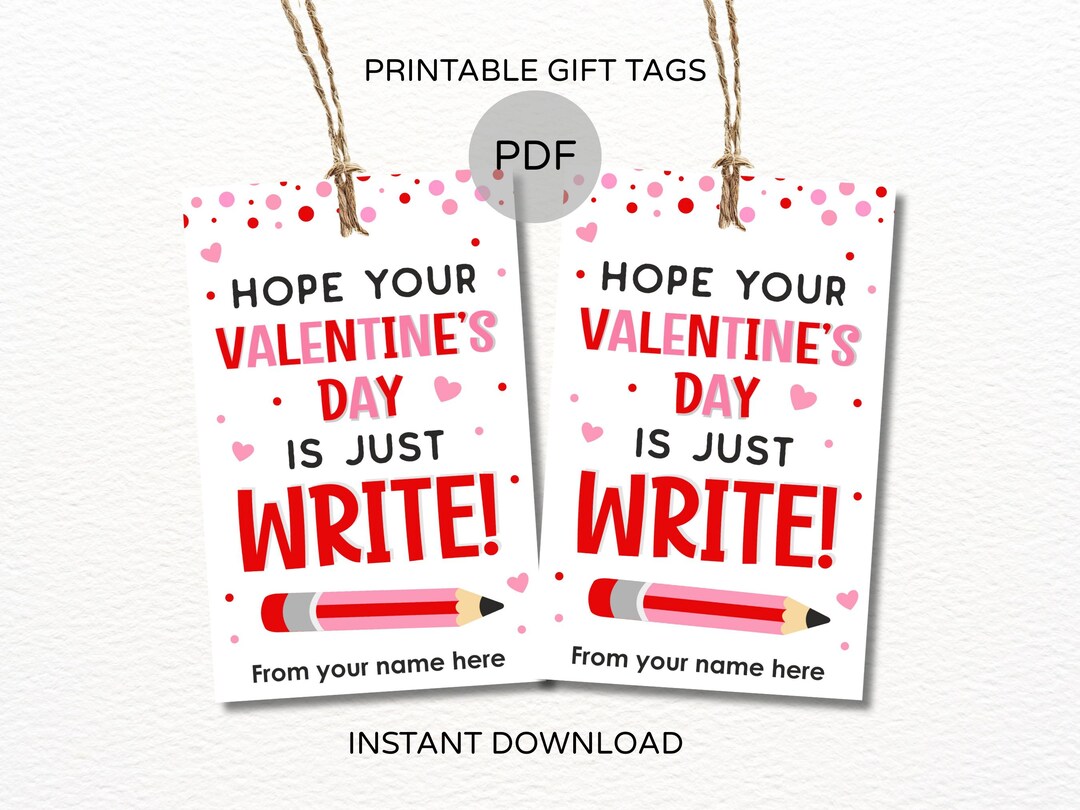 Valentine's Day Pencil Gift Tags Printable / Pencil Valentine Tags ...