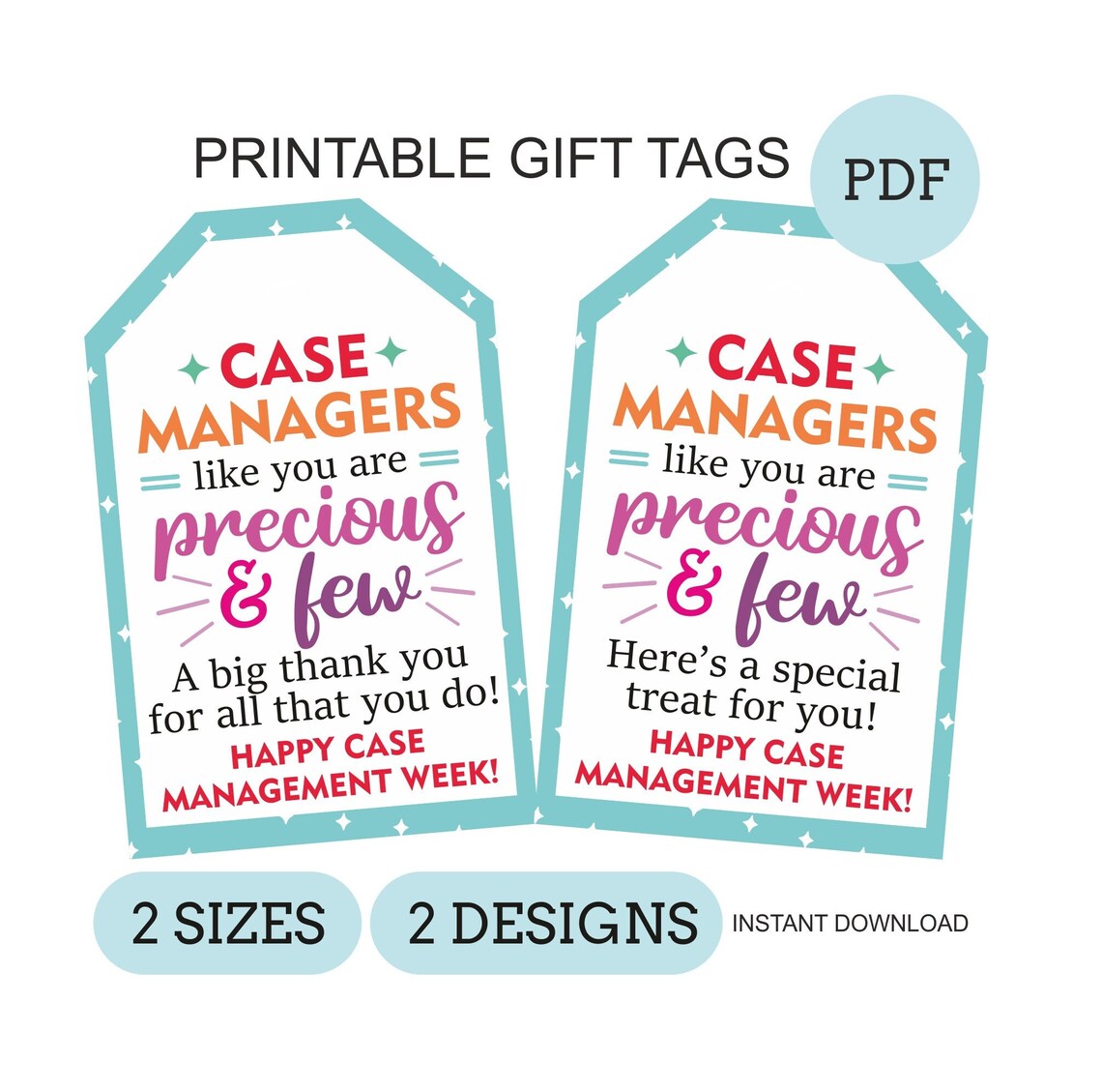 Case Manager Gift Tag Printable / Case Management Week Appreciation Tag ...