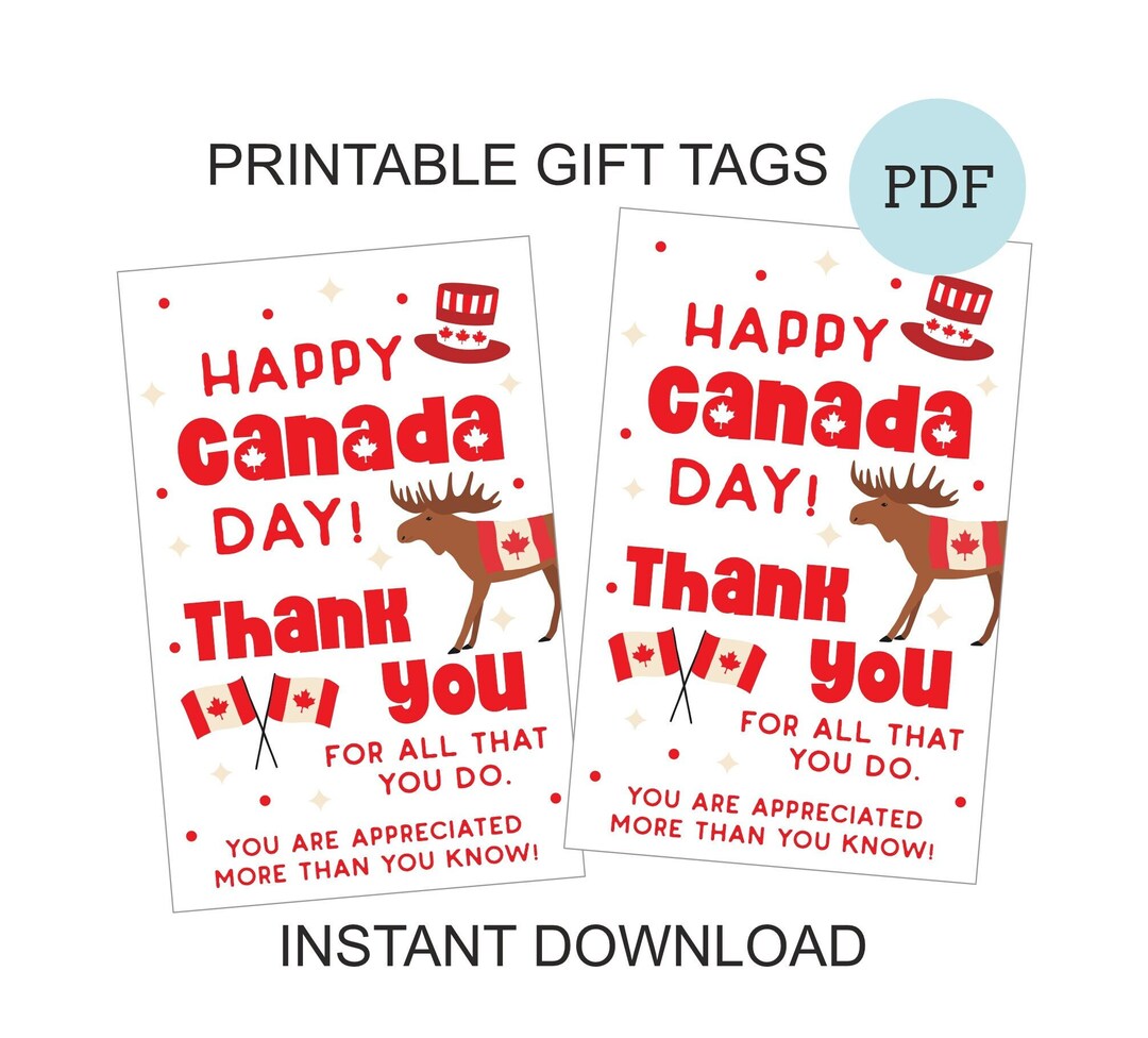 Canada Day Tag Printable / Canada Day Gift Tags / Canada Day Thank You ...