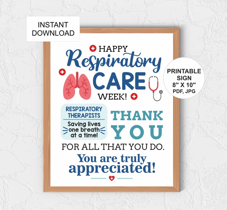 Respiratory Care Week Sign Printable / RC Week Poster / Respiratory ...