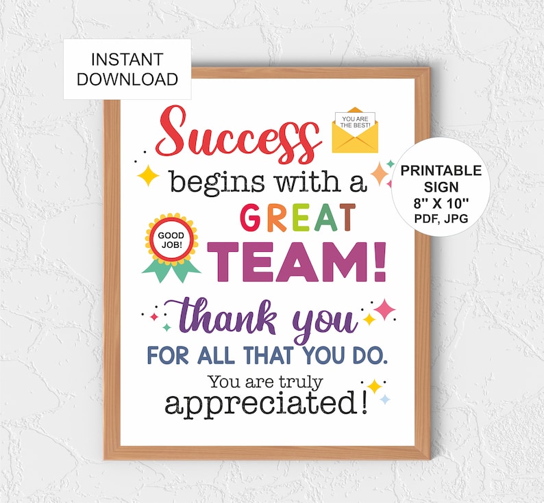 Team Appreciation Sign Printable / Team Thank You Sign / Employee ...