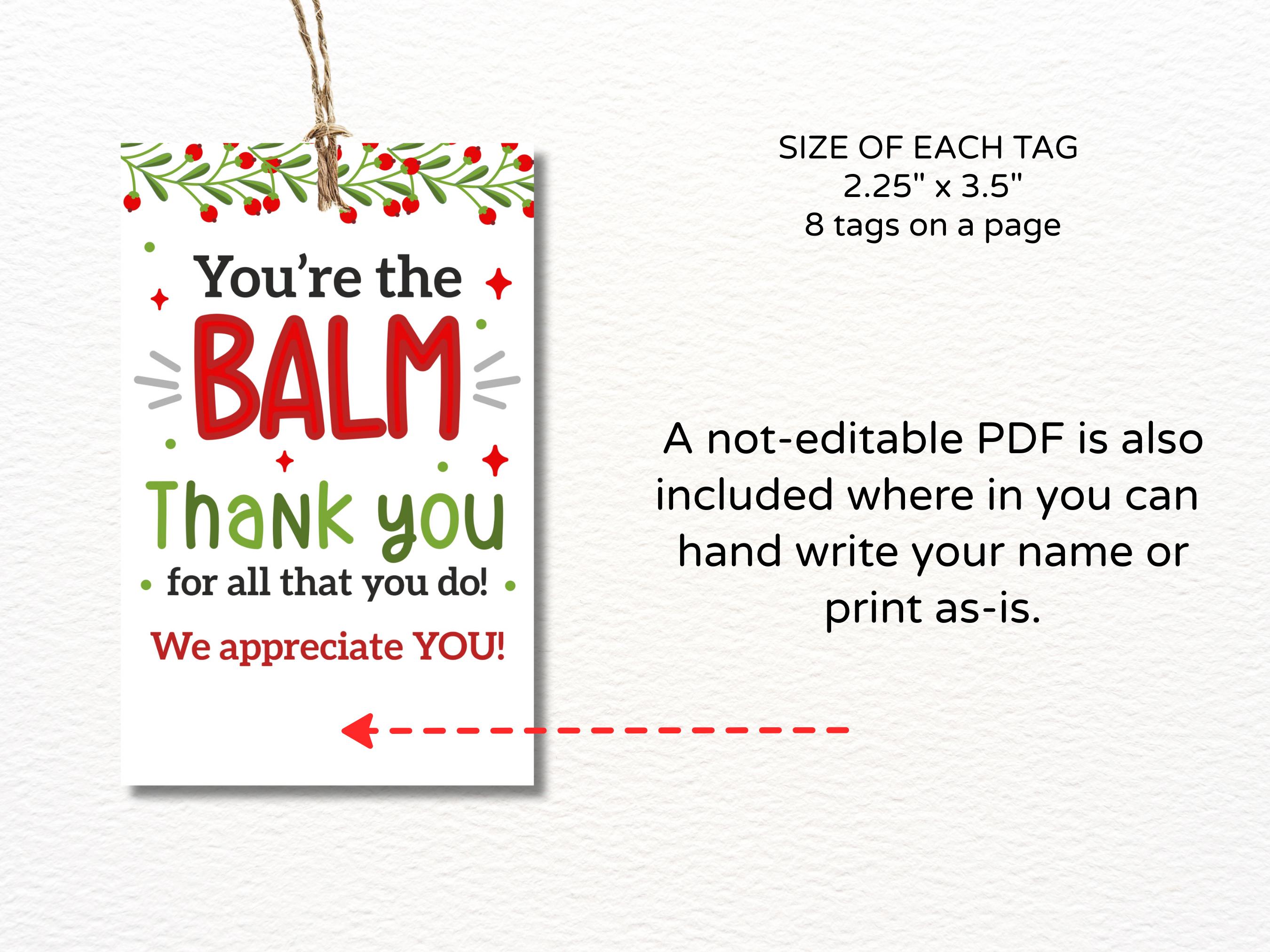Christmas Lip Balm Tags Printable / Lip Balm Christmas Tag / You're the ...