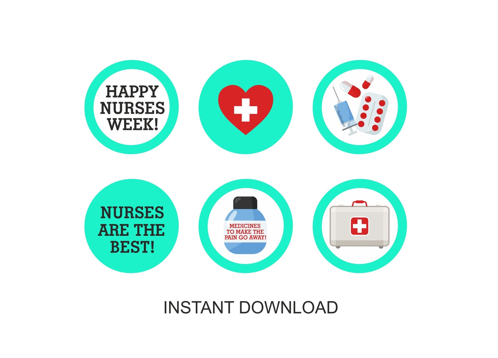 Printable Nurses Cupcake Toppers / Nurses Week Cupcake Toppers / Nurse ...