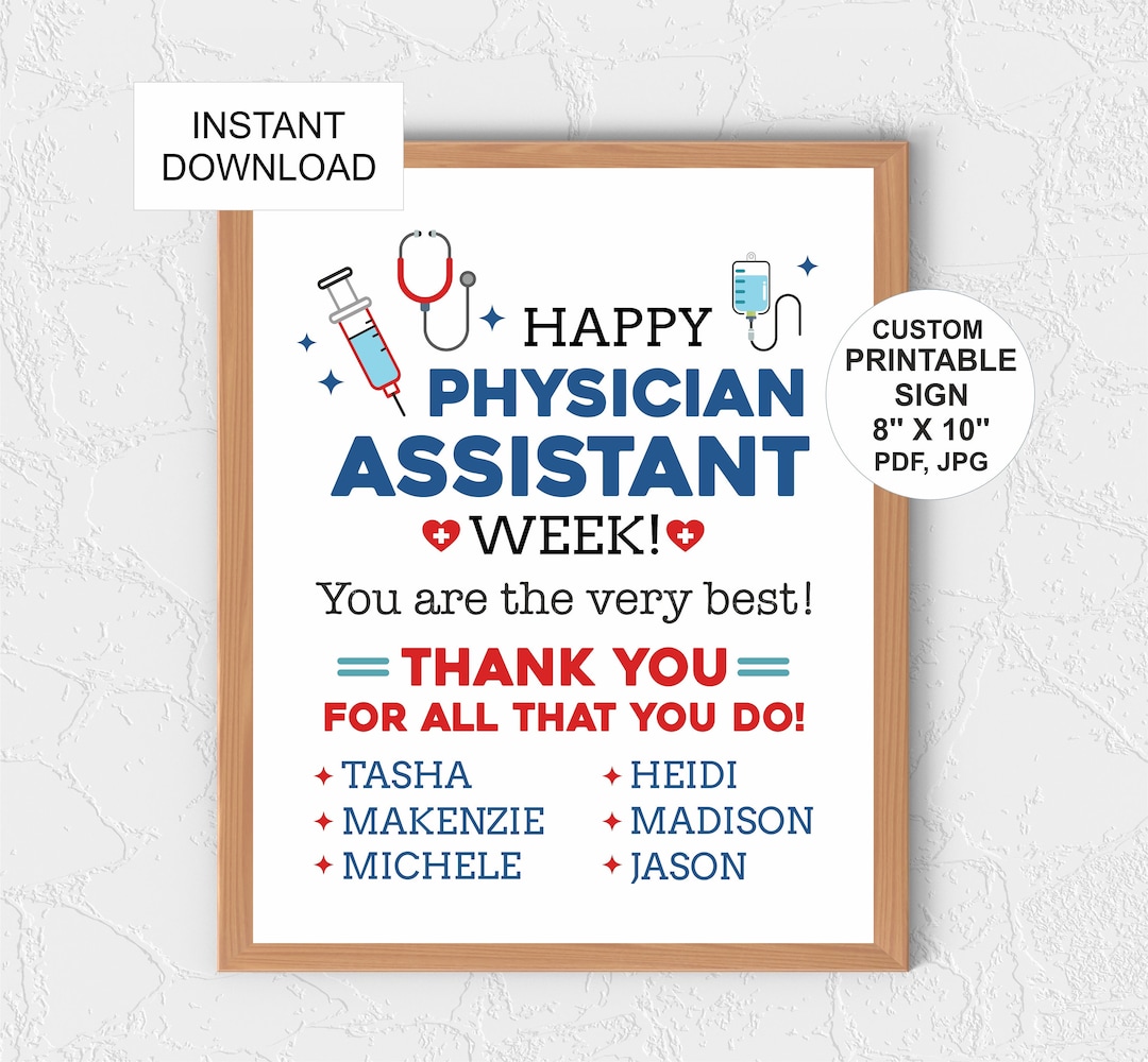 Personalised PA Week Appreciation Sign Printable / Physician Assistant ...
