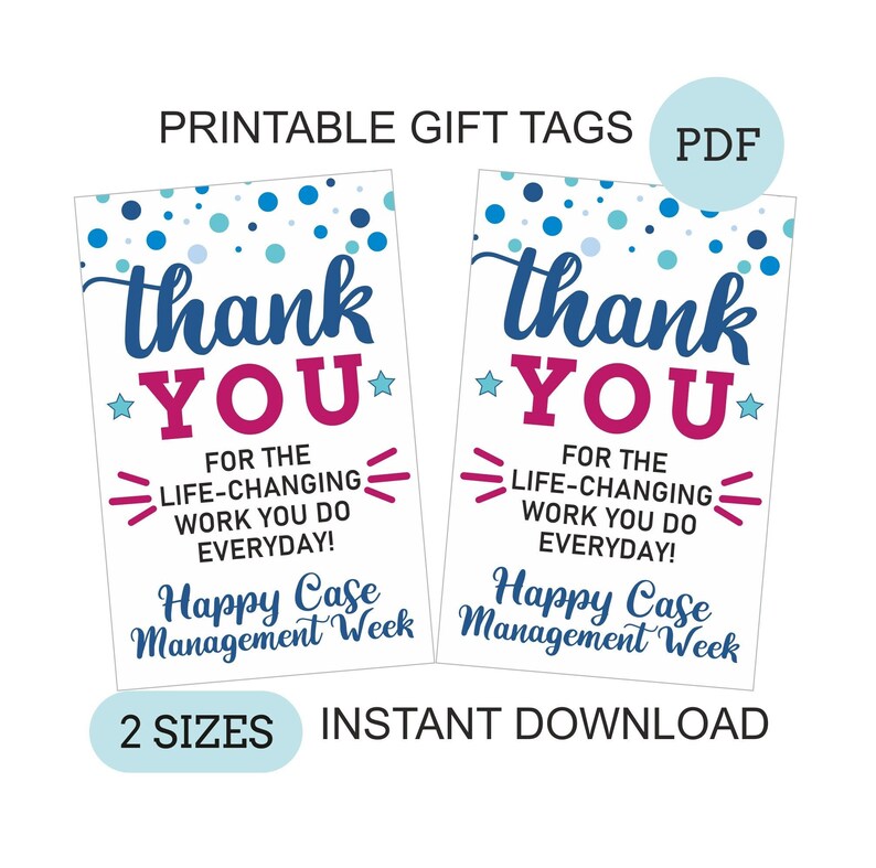 Case Management Week Tag Printable / Case Management Week Thank You ...