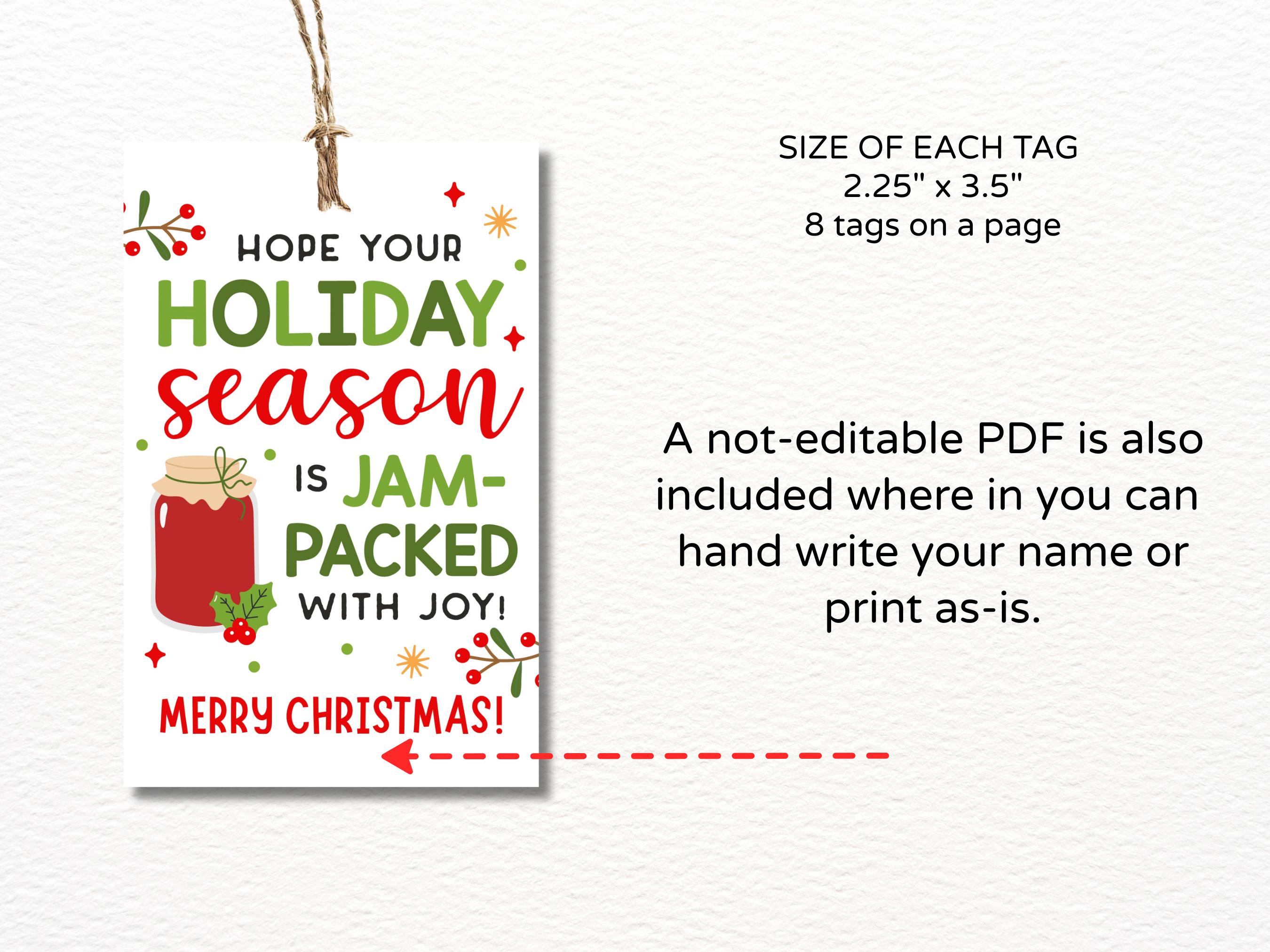 Christmas Jam Tags Printable / Christmas Jam Packed Tag / Holiday Jam ...