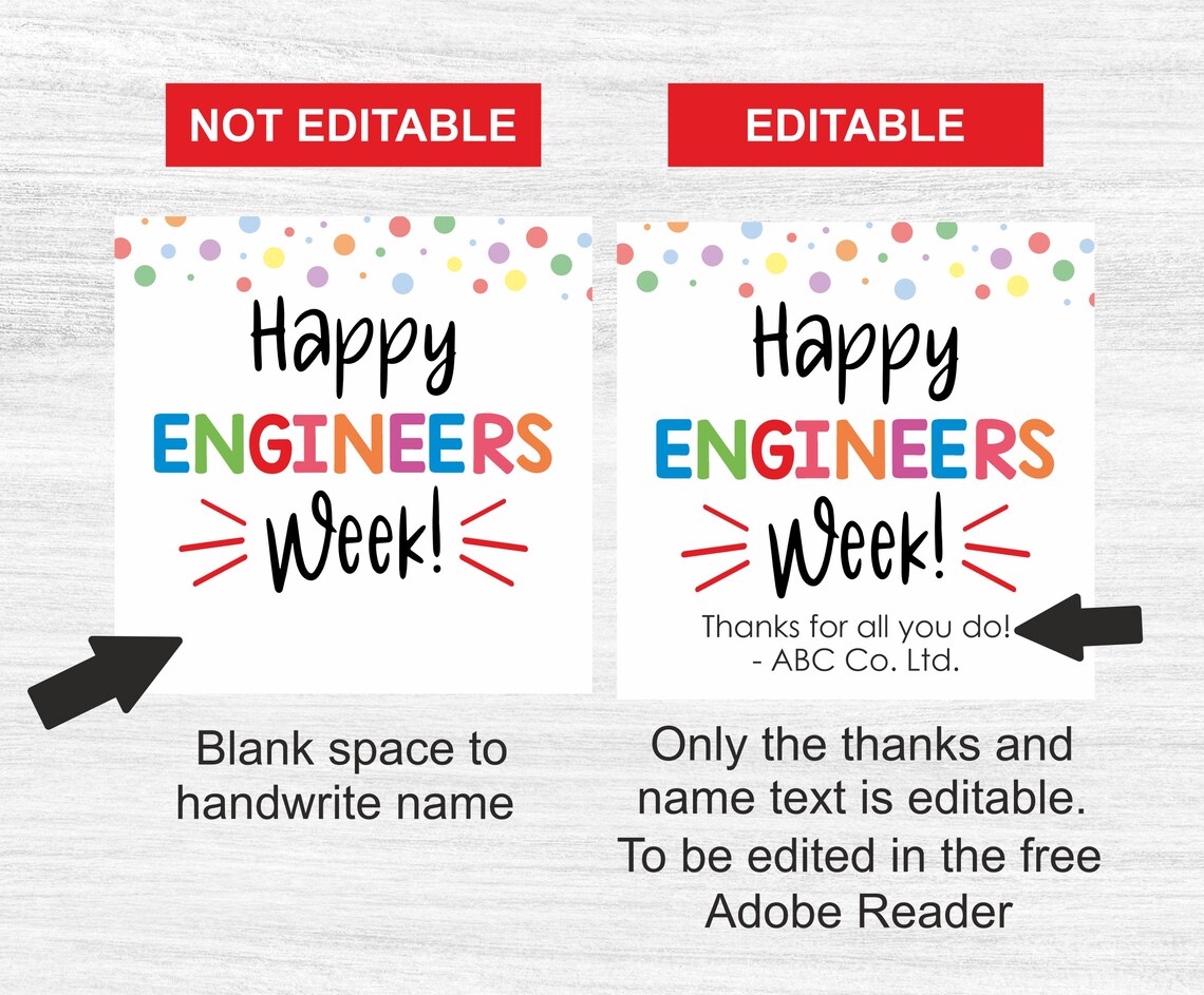 Editable Engineers Week Tags Printable / Editable Engineer Week Gift ...
