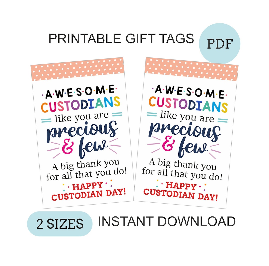 Custodian Day Thank You Tags Printable / School Custodian Day Tags ...
