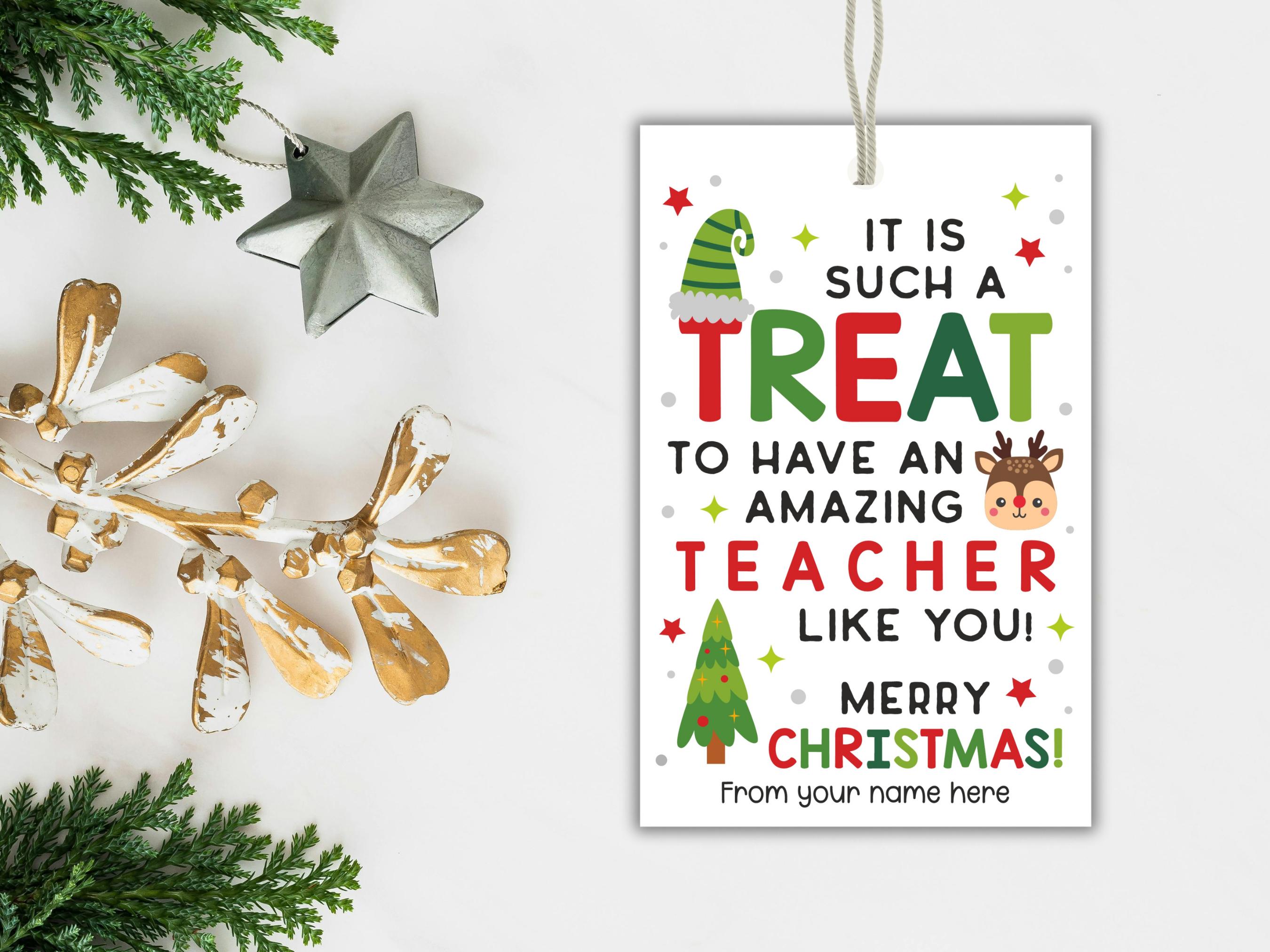 Christmas Teacher Gift Tag Printable / Christmas Teacher Treat Tag ...