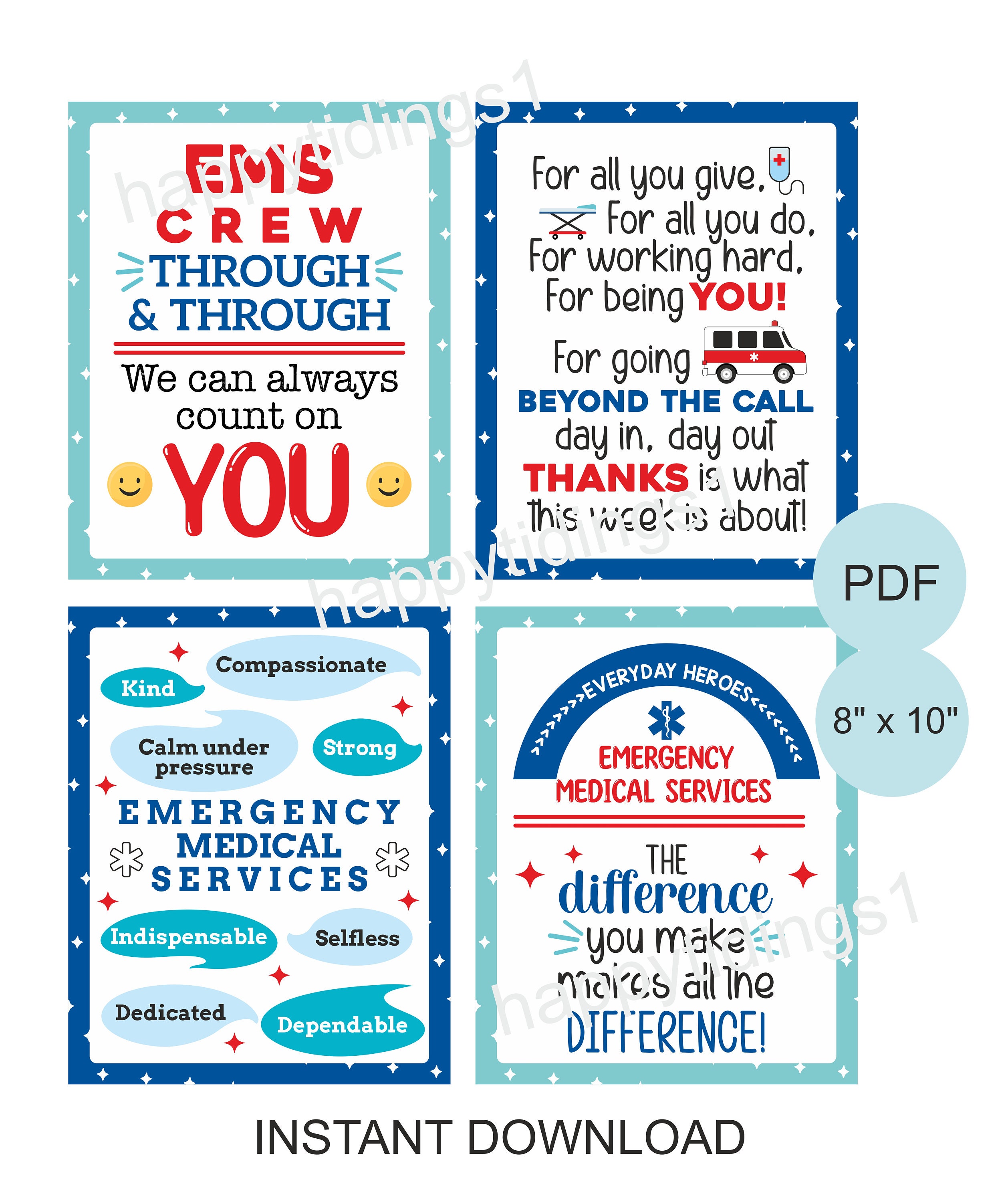 EMS Week Sign Set of 9 Printable / Emergency Medical Services Week ...