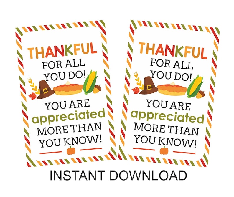 Thanksgiving Gift Tags Printable / Thankful for All You Do Tag - Etsy