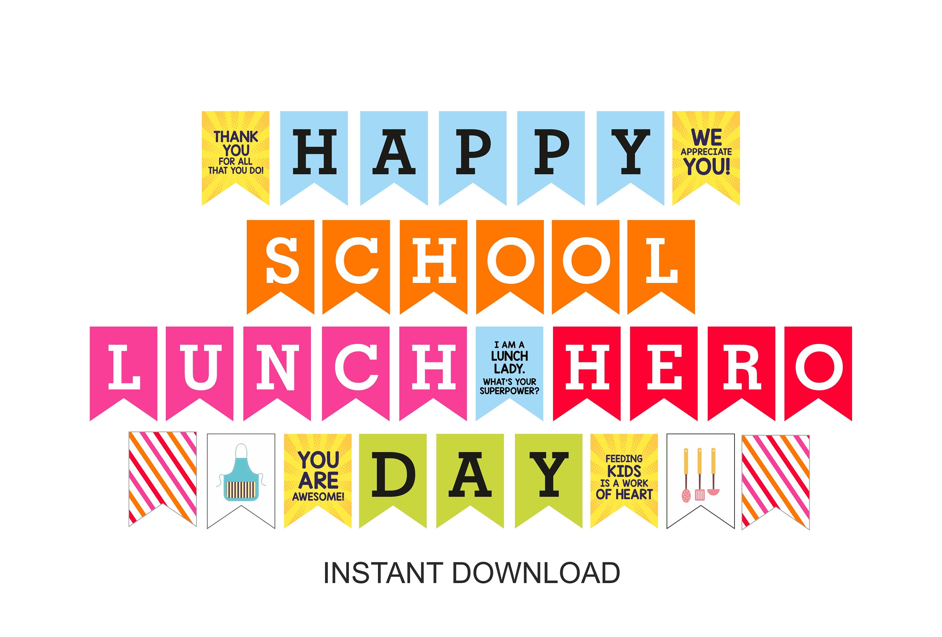 School Lunch Hero Day Banner Printable / School Lunch Hero Day - Etsy ...