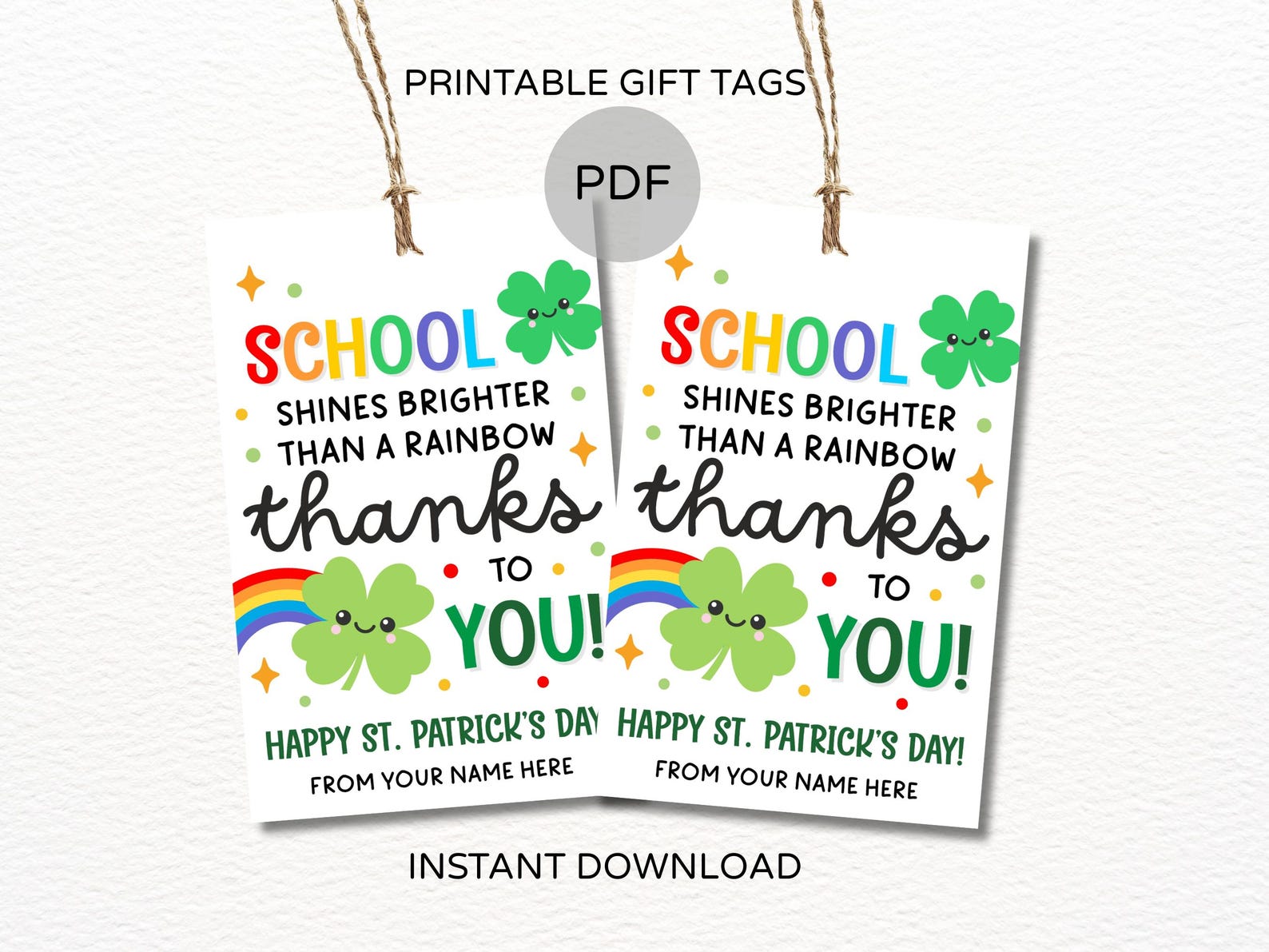 St. Patrick's Day Teachers and Staff Appreciation Tag / St. Patricks ...