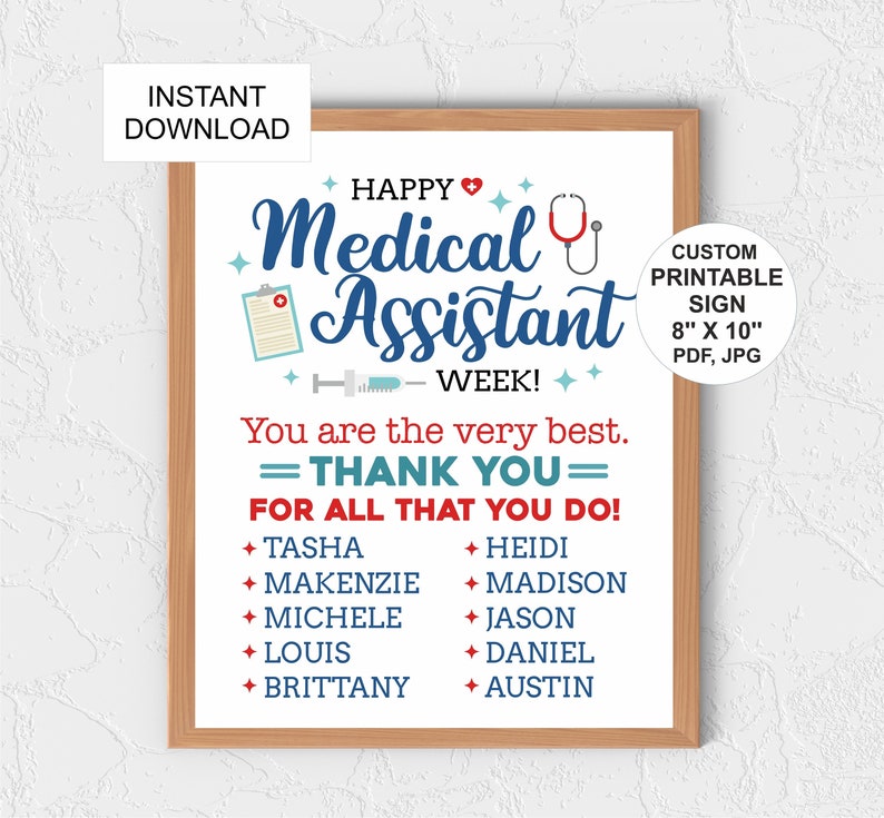 Personalised MA Week Appreciation Sign Printable / Medical Assistant ...