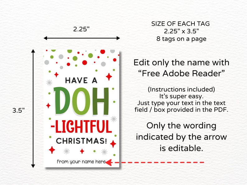 Christmas Play Dough Tag Printable / Dohlightful Christmas Tag ...